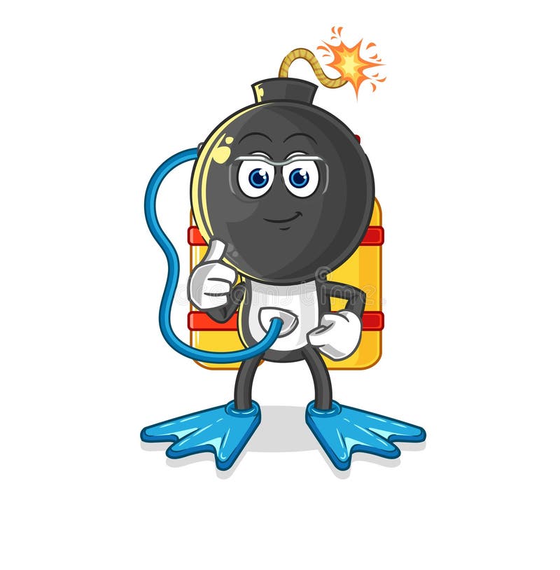 Bomb Head Diver Cartoon. Cartoon Mascot Vector Stock Vector ...