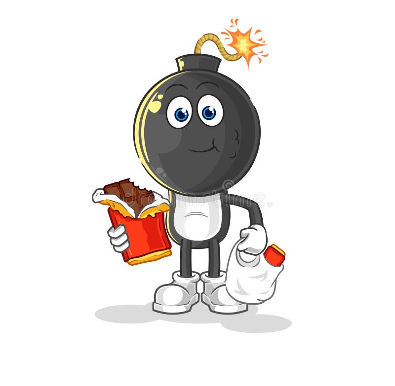 Bomb Head Eat Chocolate Mascot. Cartoon Vector Stock Vector ...