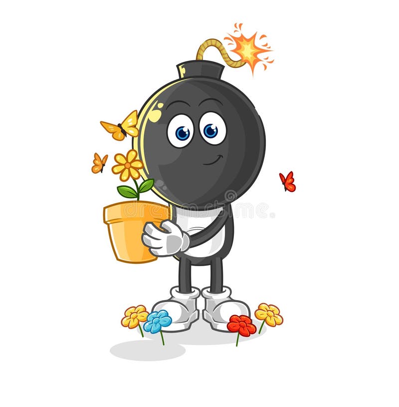 Bomb Head with a Flower Pot. Character Vector Stock Vector ...