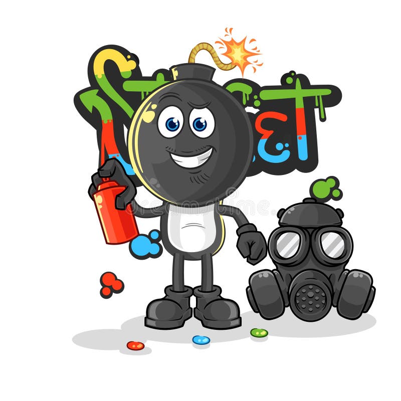 Bomb Head Graffiti Artist Vector. Cartoon Character Stock Vector ...