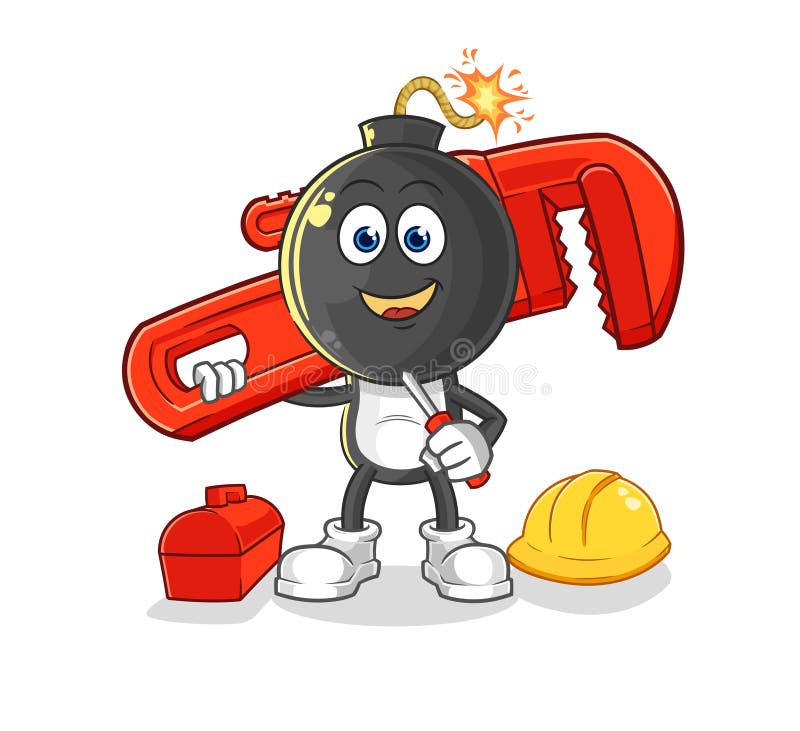 Bomb Head Plumber Cartoon. Cartoon Mascot Vector Stock Vector ...