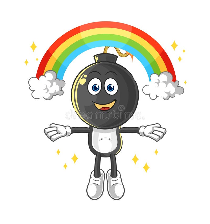 Bomb Head with a Rainbow. Cartoon Vector Stock Vector - Illustration of ...