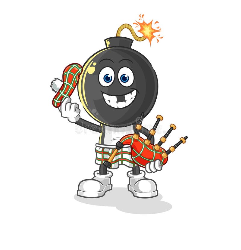 Bomb Head Scottish with Bagpipes Vector. Cartoon Character Stock Vector ...