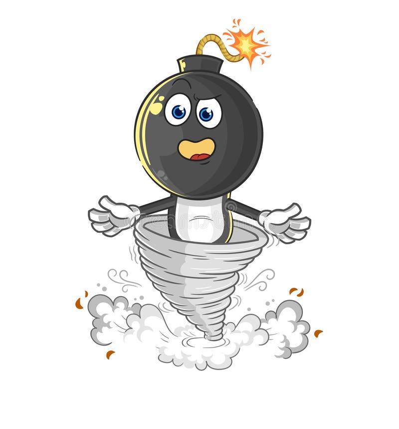 Bomb Head in the Tornado Cartoon Character Vector Stock Vector ...