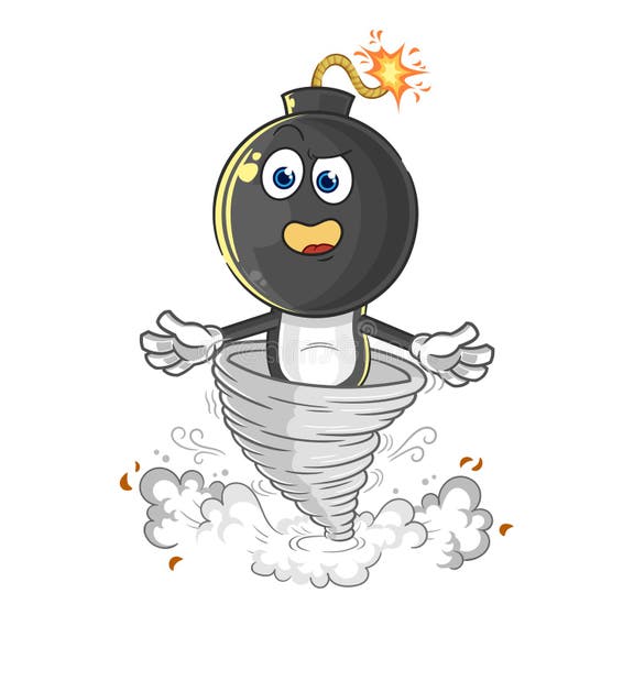 Bomb Head in the Tornado Cartoon Character Vector Stock Vector ...