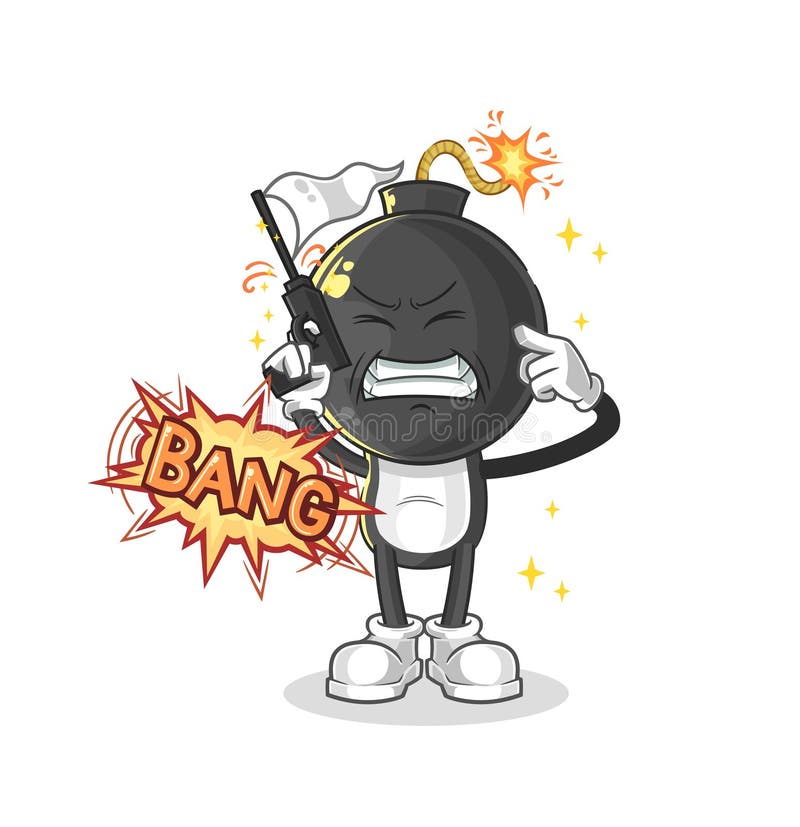 Bomb Head Warning Shot Mascot. Cartoon Vector Stock Vector ...