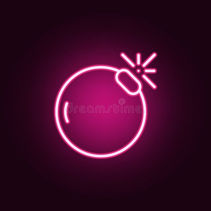 Bomb Icon. Elements of Web in Neon Style Icons Stock Illustration ...