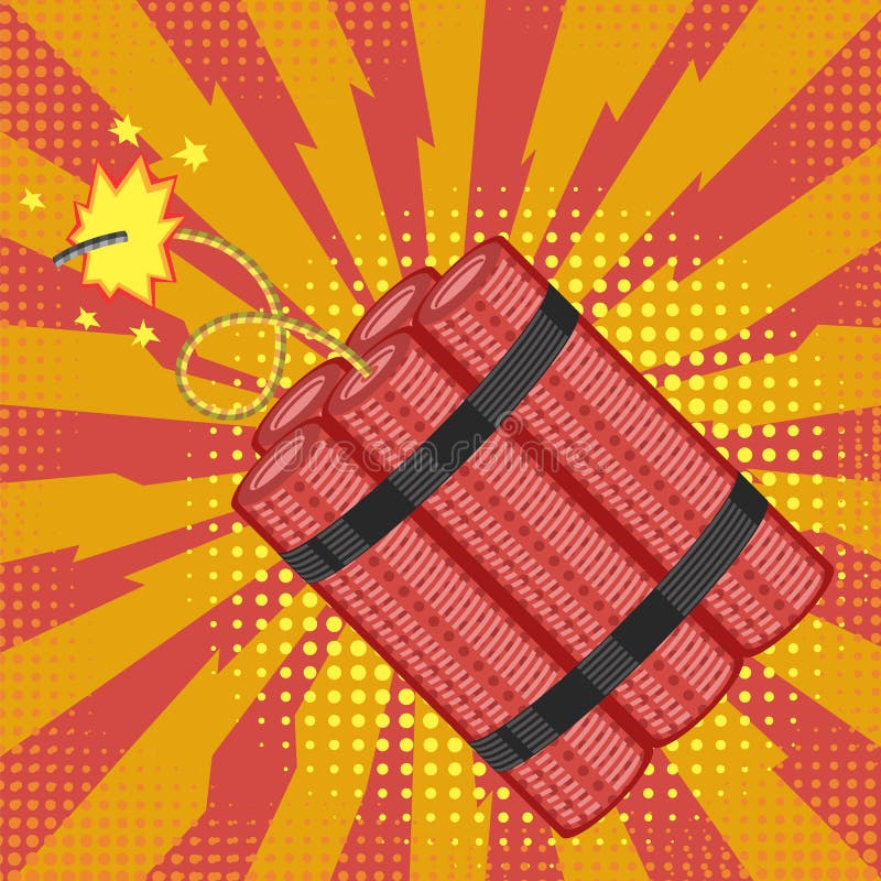 Bomb Icon on Red Halftone Background. Detonate Dynamite Concept. TNT ...