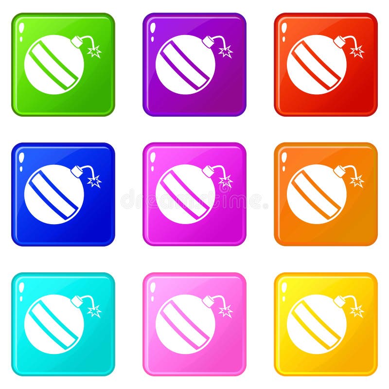 Bomb icons 9 set stock vector. Illustration of aggression - 96154152