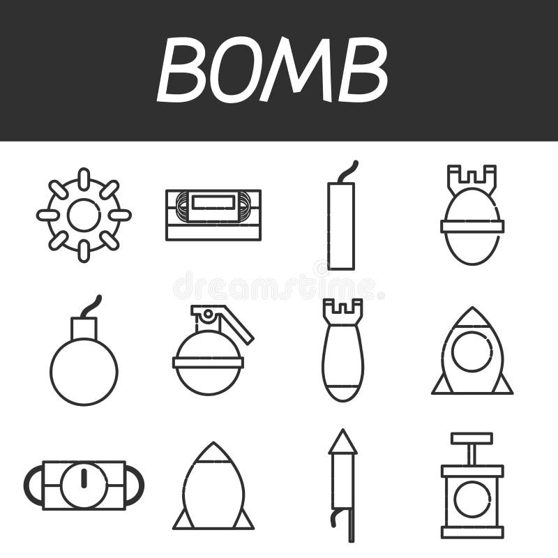 Bomb icons set stock vector. Illustration of handgun - 77066443