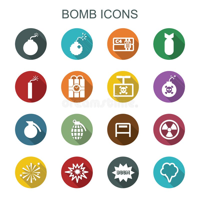 Bomb long shadow icons stock vector. Illustration of nuclear - 49395246