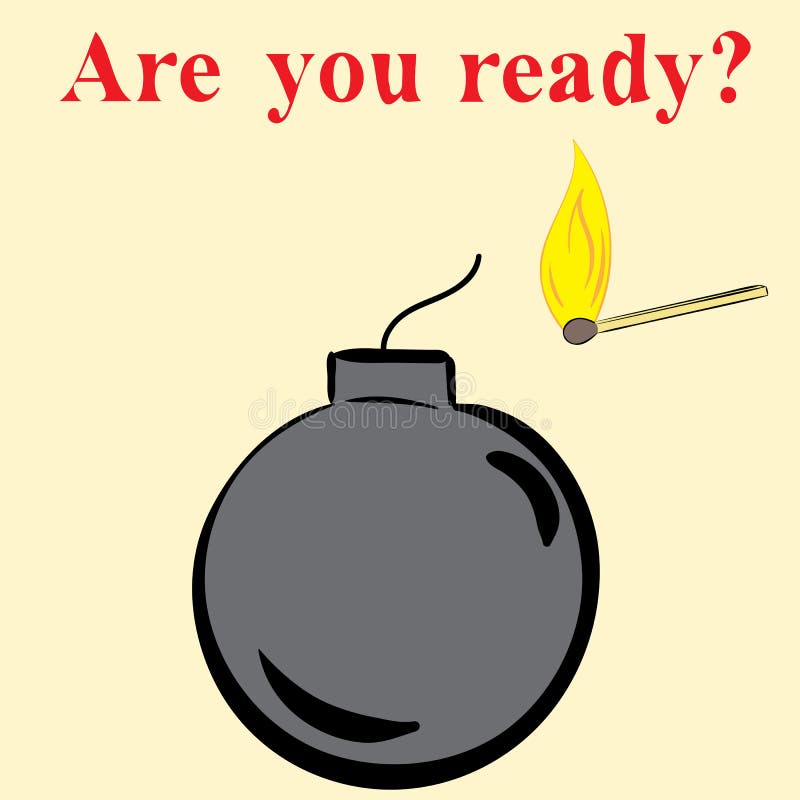 Bomb and matchstick stock vector. Illustration of fiery - 65366081