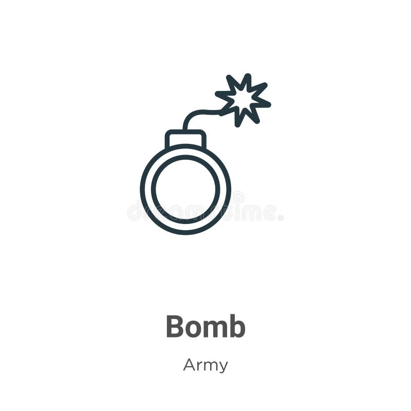 Bomb Outline Vector Icon. Thin Line Black Bomb Icon, Flat Vector Simple ...