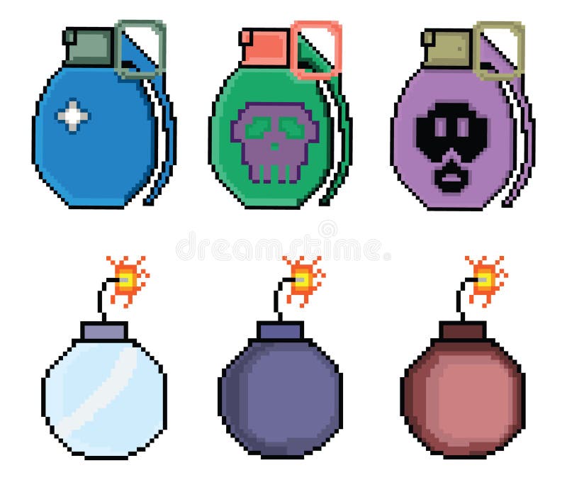 Bomb pixel art set. stock vector. Illustration of explosion - 277025255