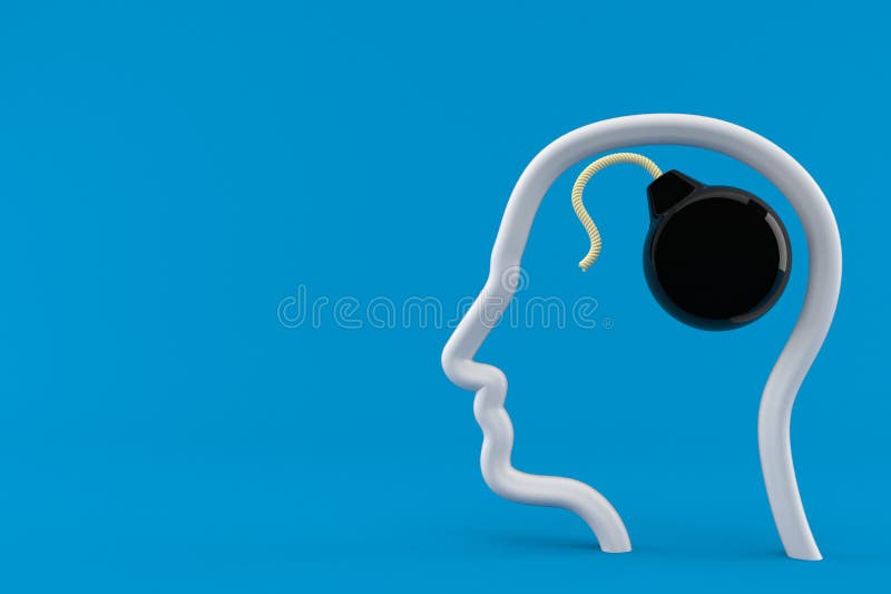 Bomb with profile face stock illustration. Illustration of destruction ...