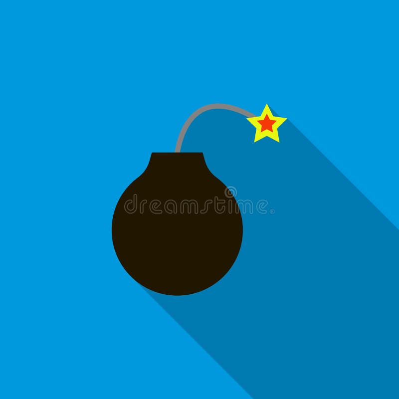 Bomb Ready To Explode Icon, Flat Style Stock Illustration ...