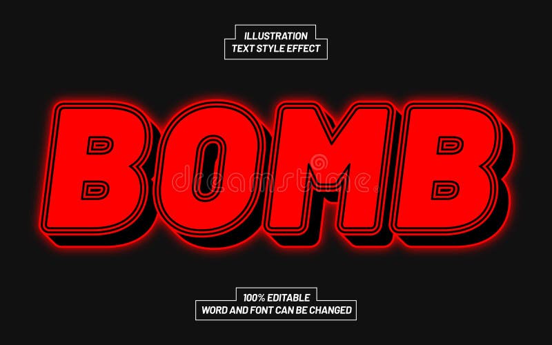 Bomb Red Text Style Effect stock vector. Illustration of header - 207853895
