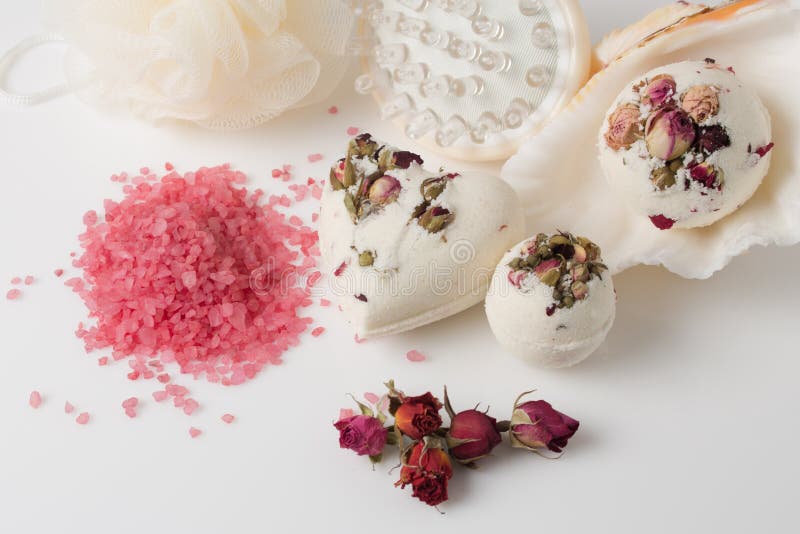 Bomb Salt Bath Decorated with Dried Roses Stock Photo - Image of bomb ...