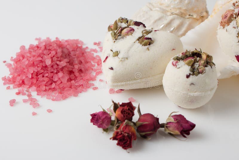 Bomb Salt Bath Decorated with Dried Roses Stock Image - Image of ...