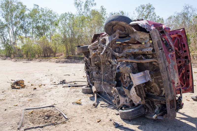 Demonstrate of Car Bomb in Post Blast Investigation Training at Stock ...