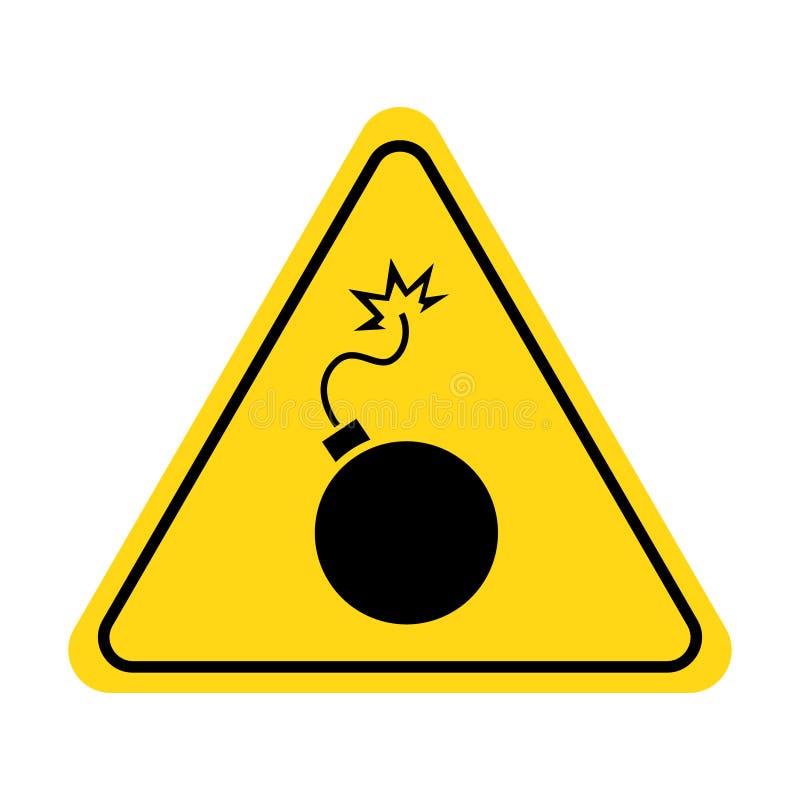 Bomb Sign. Danger, Warning Bomb Icon with Yellow Triangle Symbol Stock ...