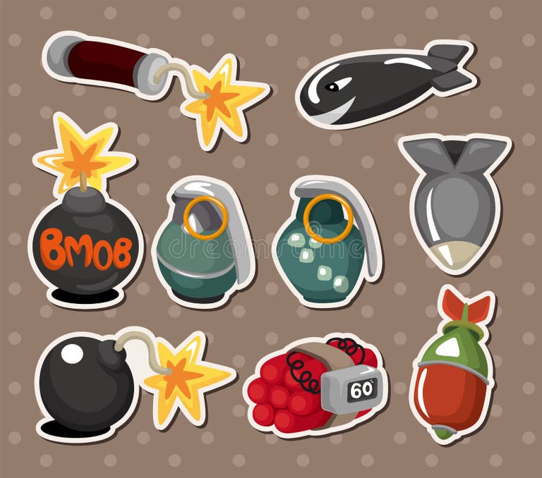 Bomb stickers stock vector. Illustration of explosive - 26109623