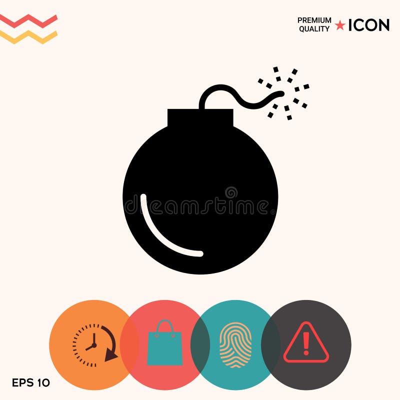 Bomb symbol icon stock vector. Illustration of ball - 105772625