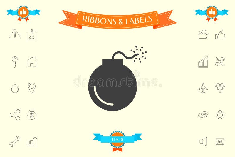 Bomb symbol icon stock vector. Illustration of fire - 119810852