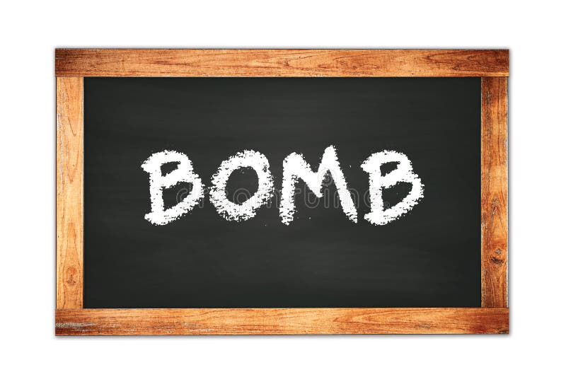 BOMB Text Written on Wooden Frame School Blackboard Stock Illustration ...