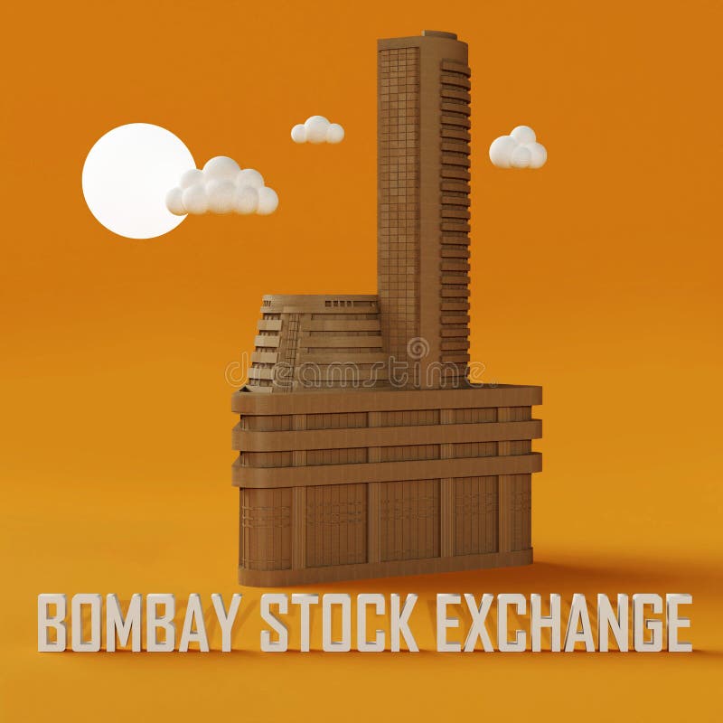 Bombay Stock Exchange Building 3d Render in Yellow Background Editorial ...