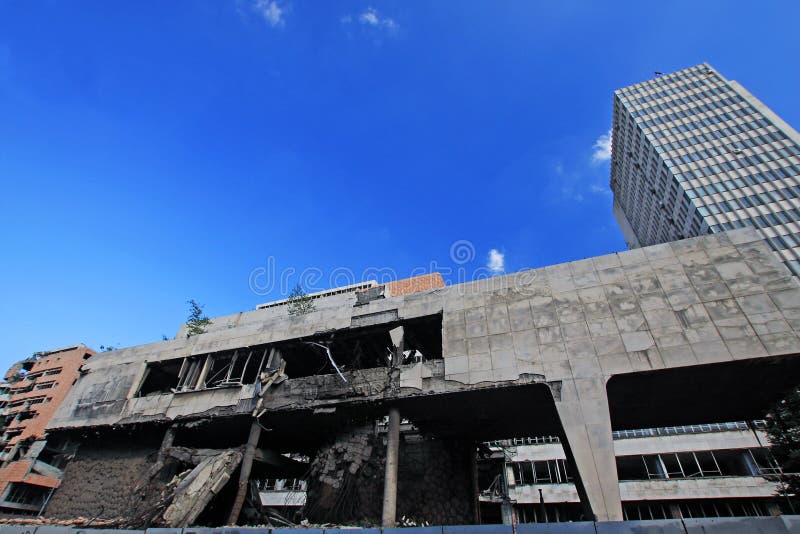 Bombed Building in Belgrade Stock Photo - Image of operation, violent ...
