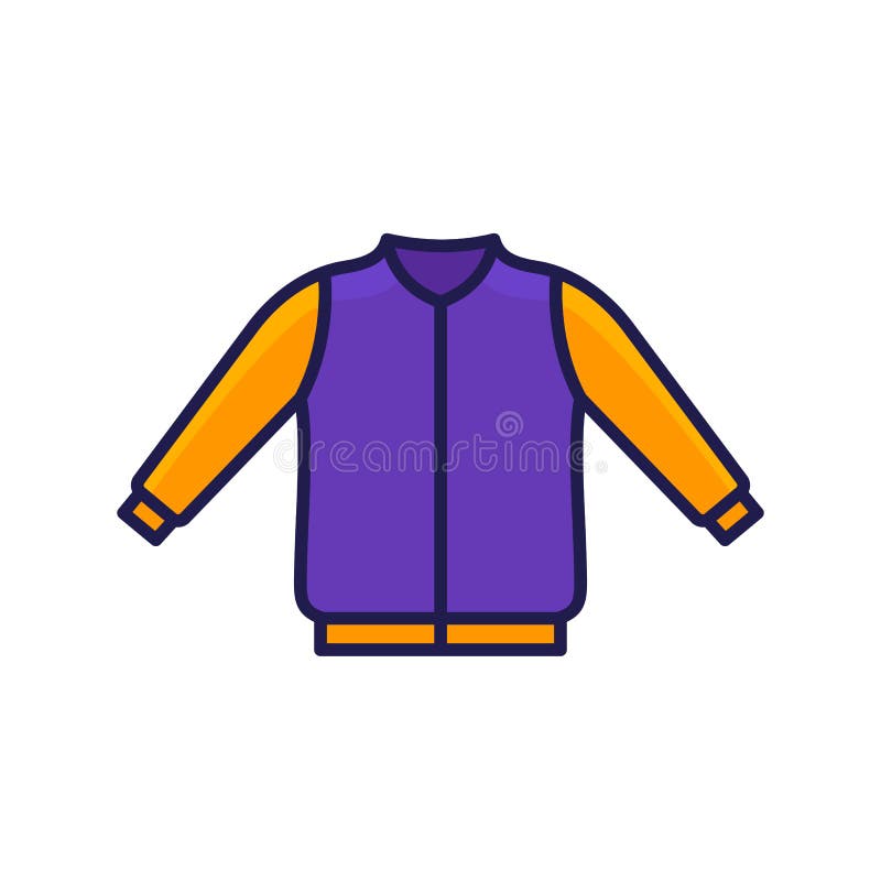Bomber Jacket Icon with Outline Stock Vector - Illustration of baseball ...