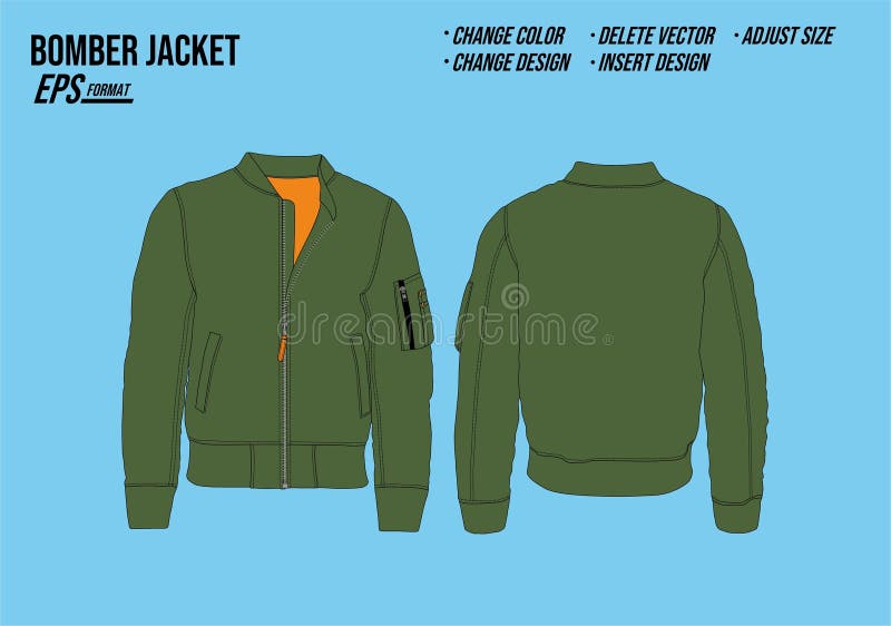 Bomber Jacket Mockup Vector Stock Vector - Illustration of apparel ...
