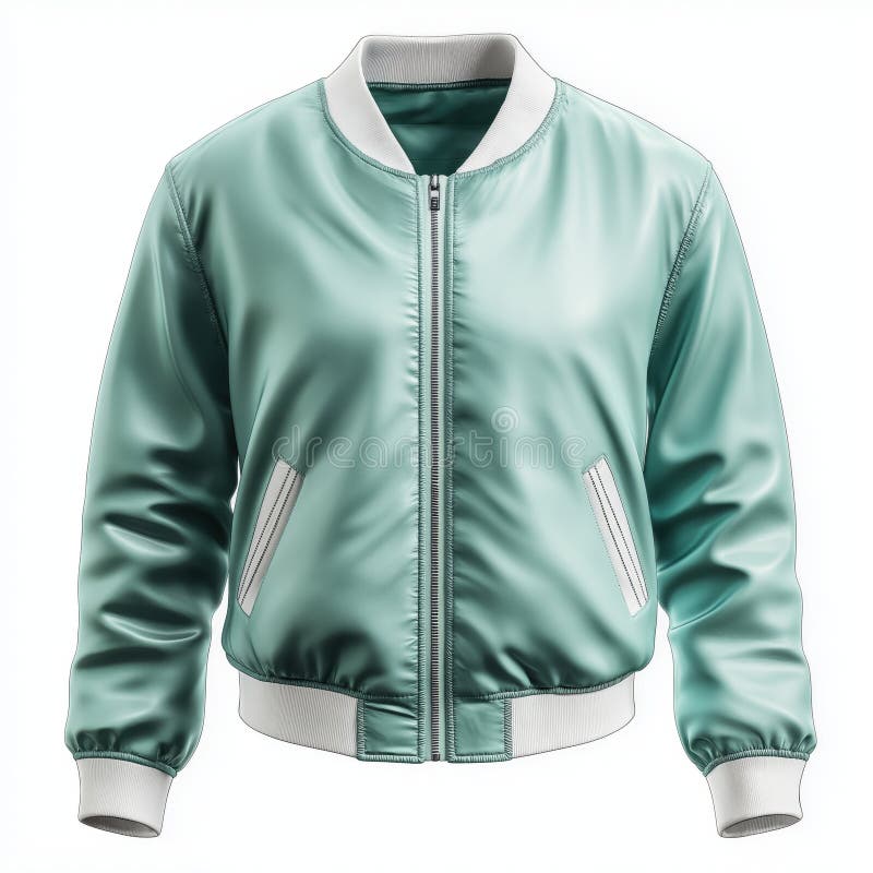 A Seafoam Green Jacket, with White Trim Around the Collar and Cuffs ...