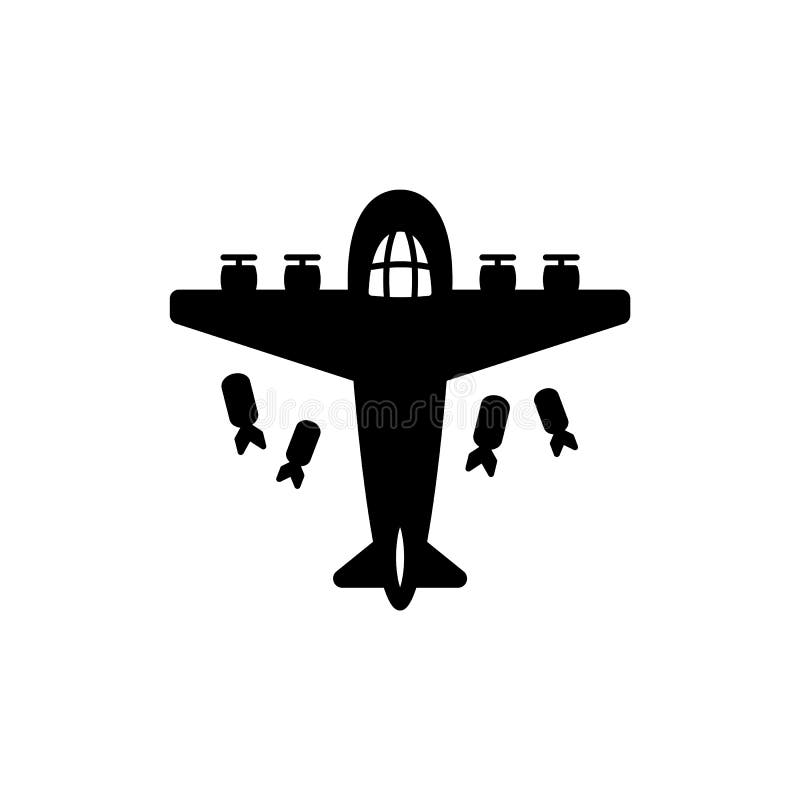 Bomber Plane Black Vector Icon Stock Vector - Illustration of vehicle ...