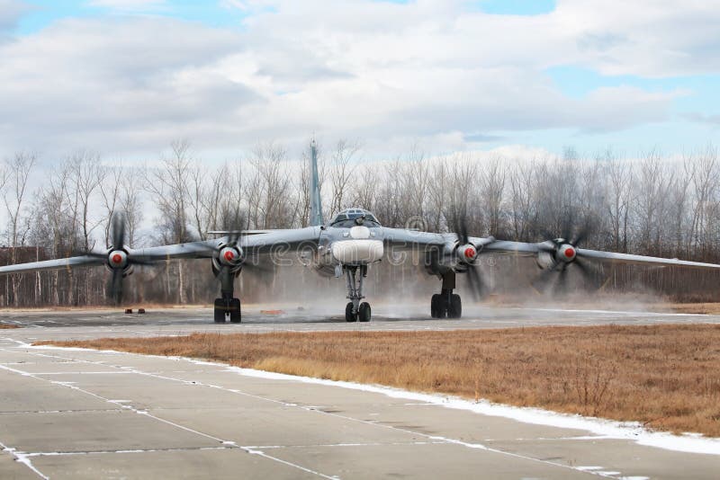 Bomber Tu-95 Bear, Front View Editorial Stock Photo - Image of parking ...