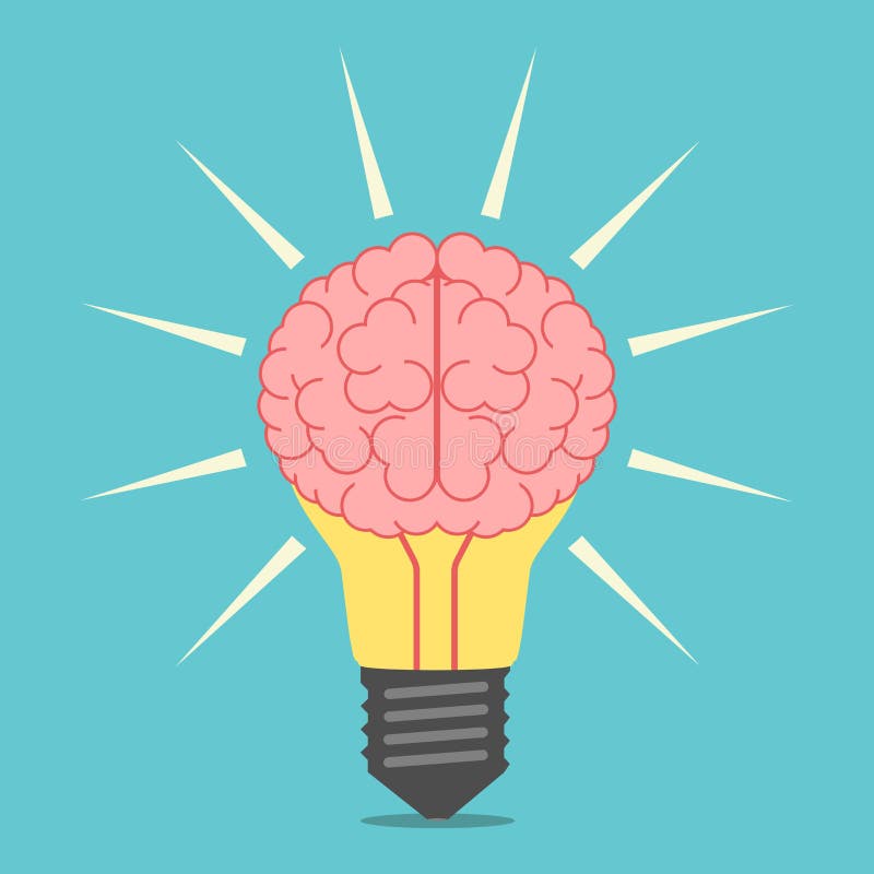 Bombilla con el cerebro ilustración del vector. Ilustración de ...