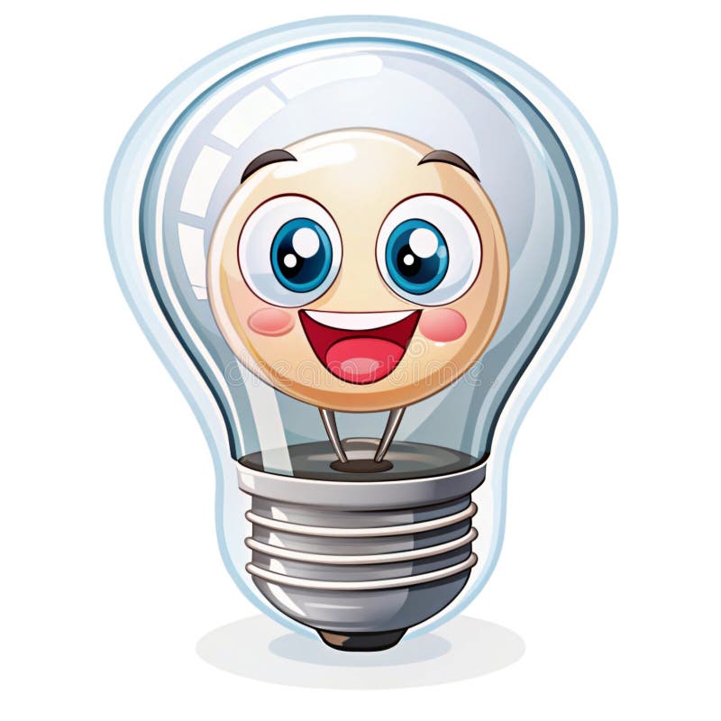 Bombillas De Dibujos Animados Con Caras Alegres Foto de archivo ...