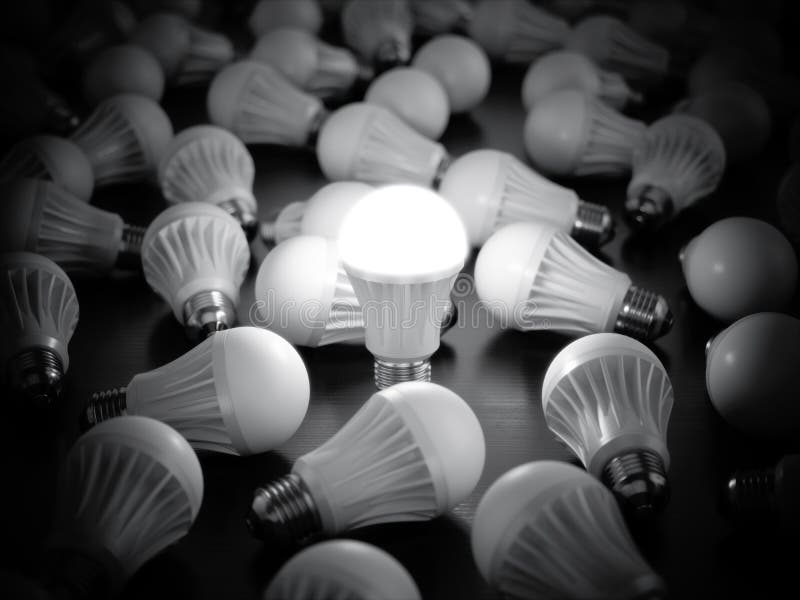 Bombillas Del LED Con El Brillar Intensamente Stock de ilustración ...