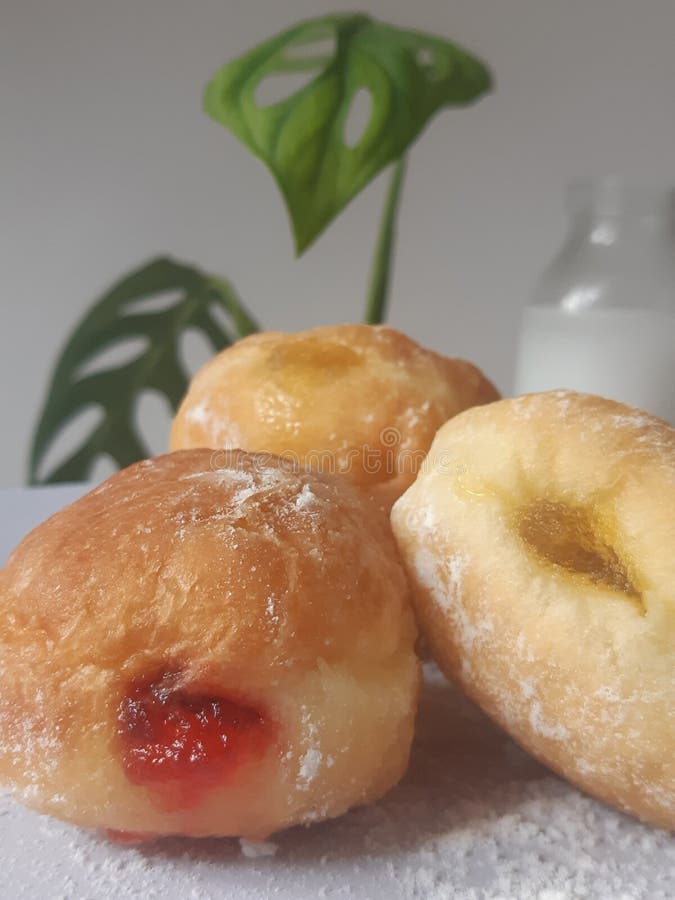 Bomboloni with Strawberry and Pinnapple Jam Stock Image - Image of ...