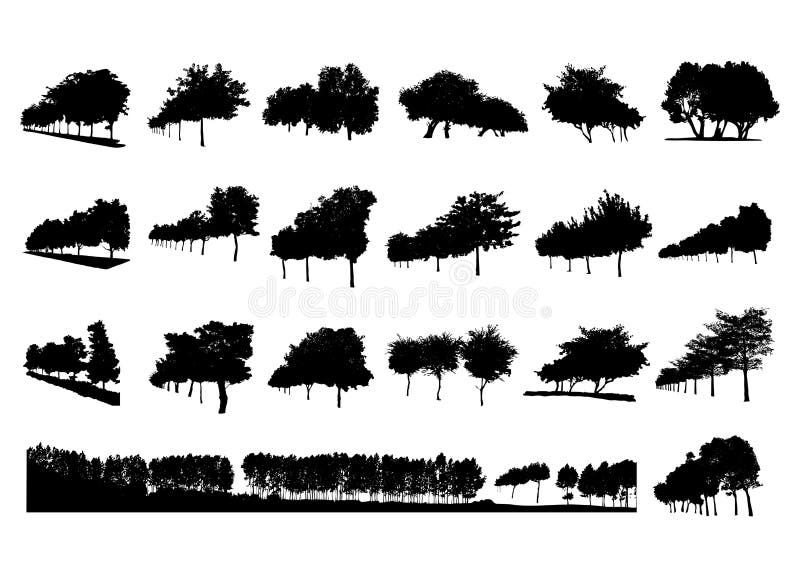 Tress Silhouette Vector vector illustratie. Illustration of zwart ...