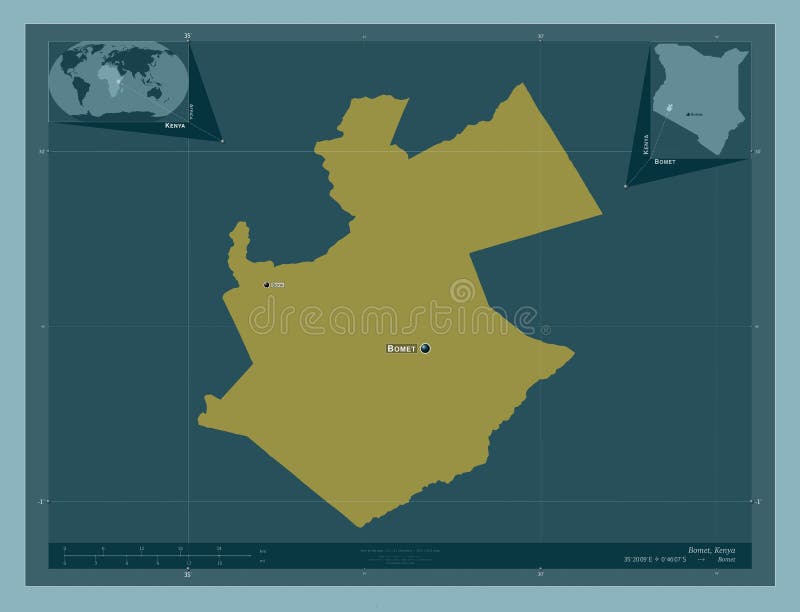 Bomet, Kenya. Solid. Labelled Points of Cities Stock Illustration ...