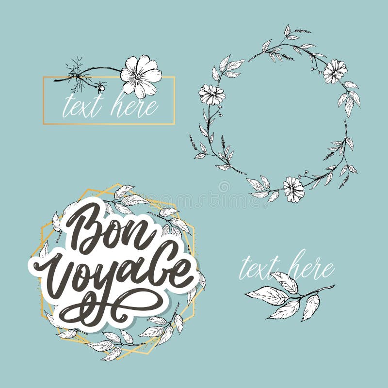 Bon Voyage Hand Lettering Vector Calligraphy Travel Stock Illustration ...
