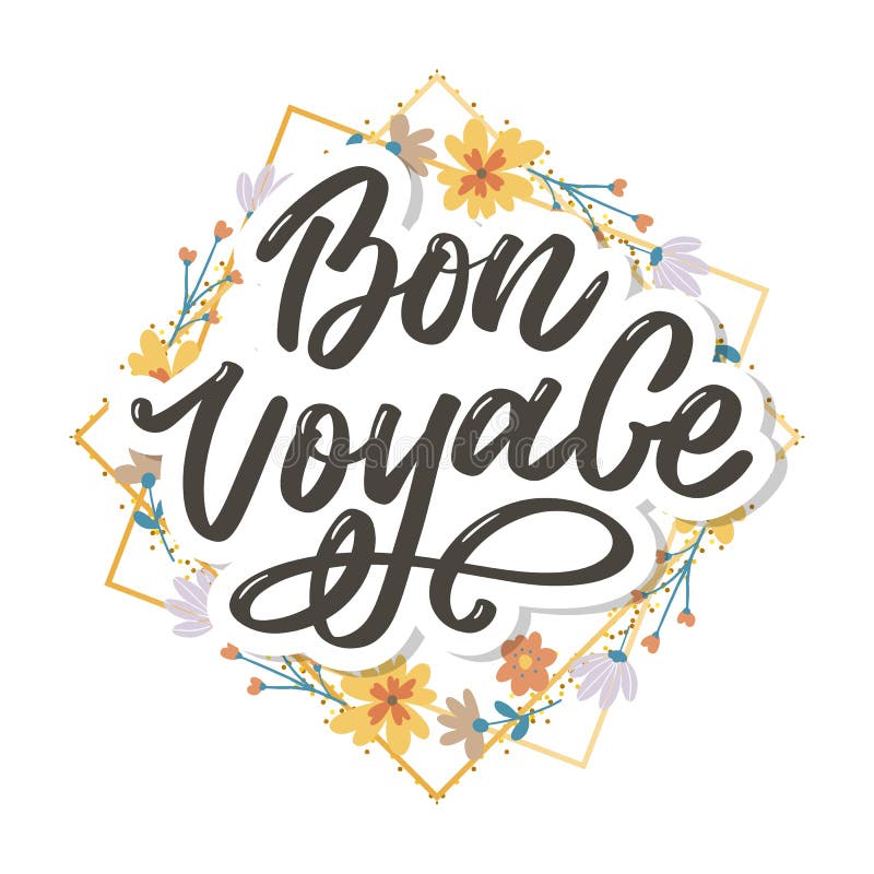 Bon Voyage Hand Lettering Vector Calligraphy Travel Stock Illustration ...