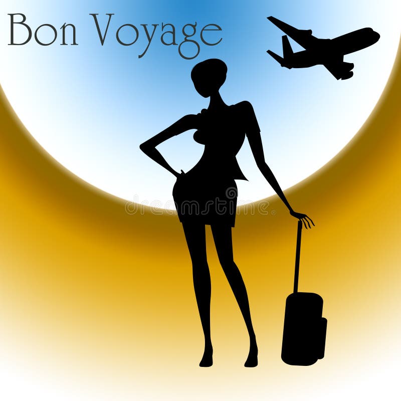 Bon Voyage with skyline stock illustration. Illustration of card - 66438330