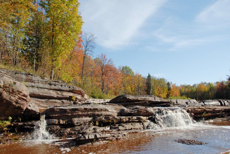 Bonanza Falls in Autumn - Michigan Upper Peninsula Stock Photo - Image ...