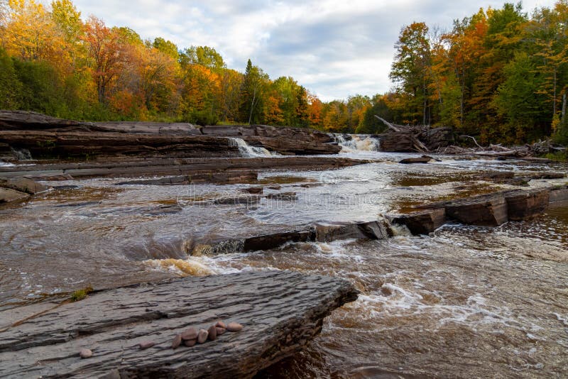 Bonanza Falls - Michigan Autumn Waterfall Stock Image - Image of ...