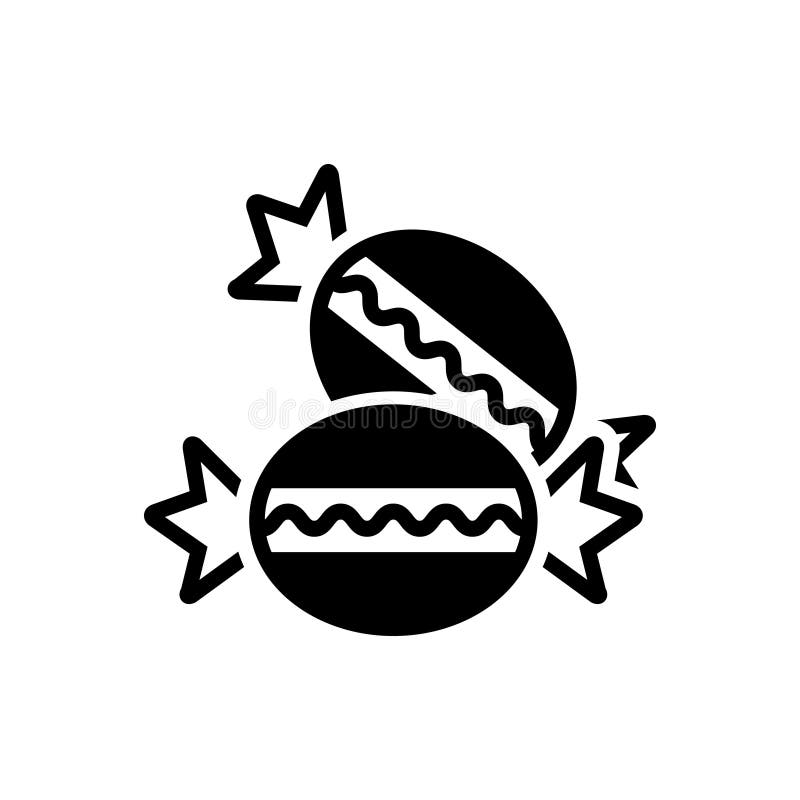 Black Solid Icon for Bonbon Candy, Food, Sweet and Lollipop Stock ...