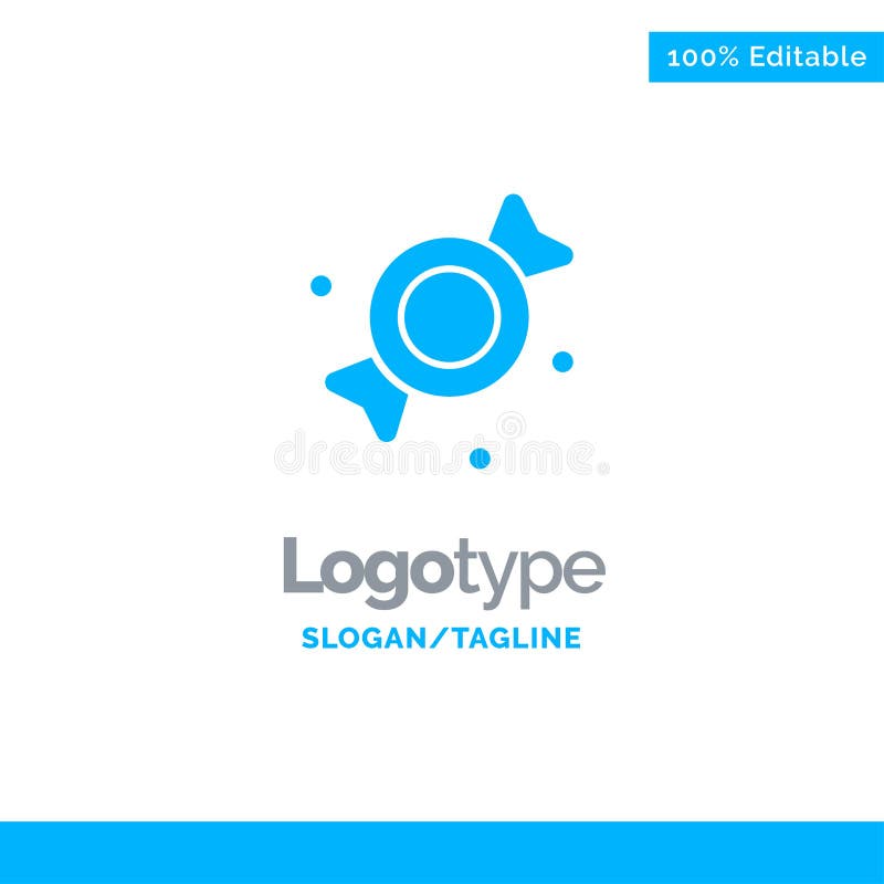 Bonbon, Candy, Sweets Blue Solid Logo Template. Place for Tagline Stock ...