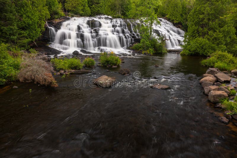 Bond Falls Scenic Waterfall in the Summer Stock Image - Image of forest ...